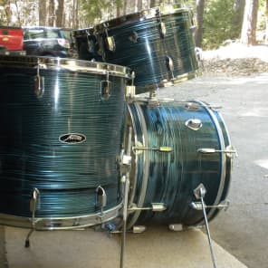 1960s Pearl 'Astro' Blue Oyster Strata Drum Kit | Reverb