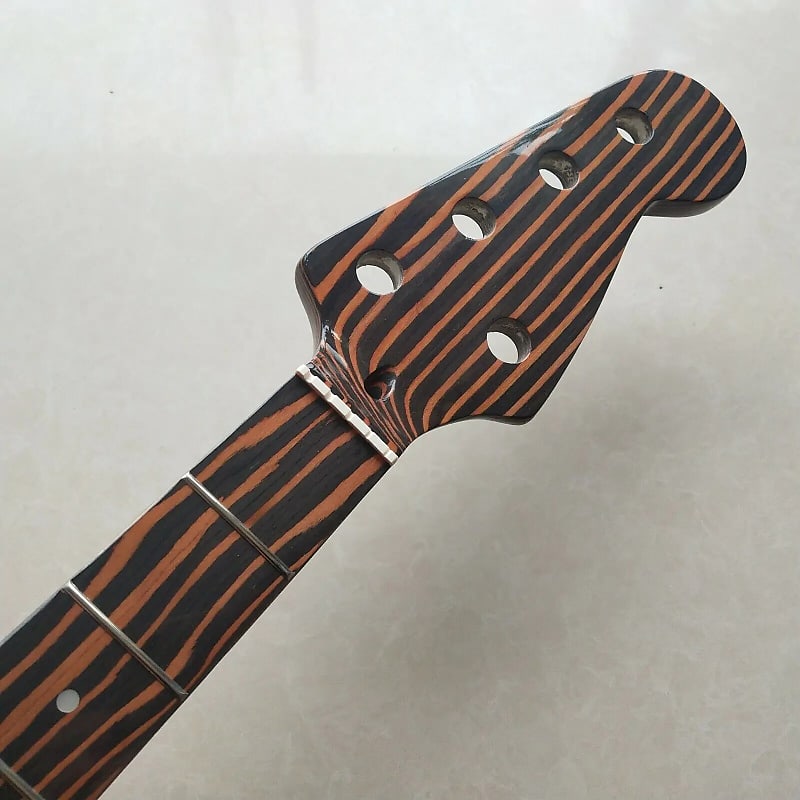 Zebra Wood 5 String Jazz Bass Style Neck, 20 Frets | Reverb