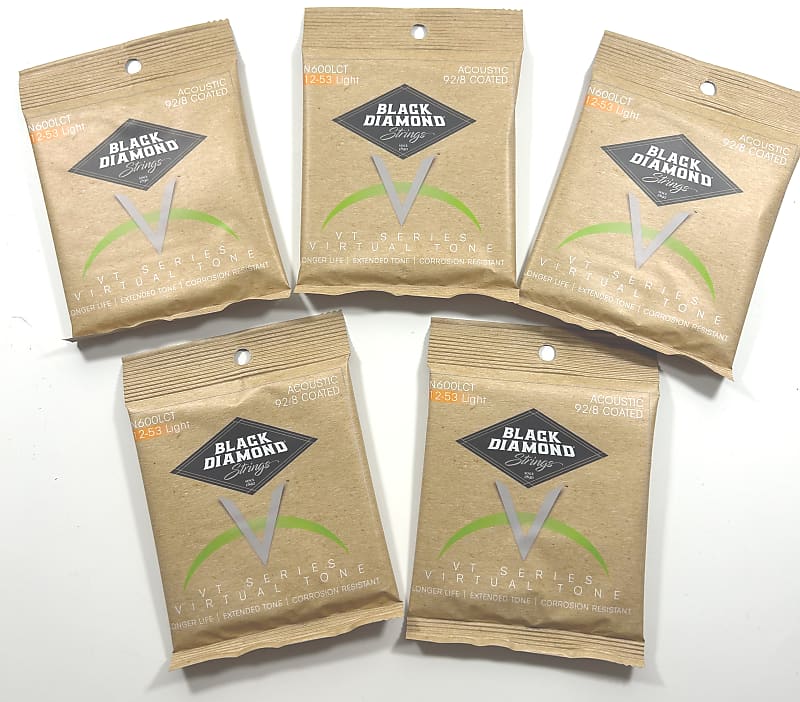 Black Diamond Guitar Strings 5 Sets Acoustic Light Coated | Reverb