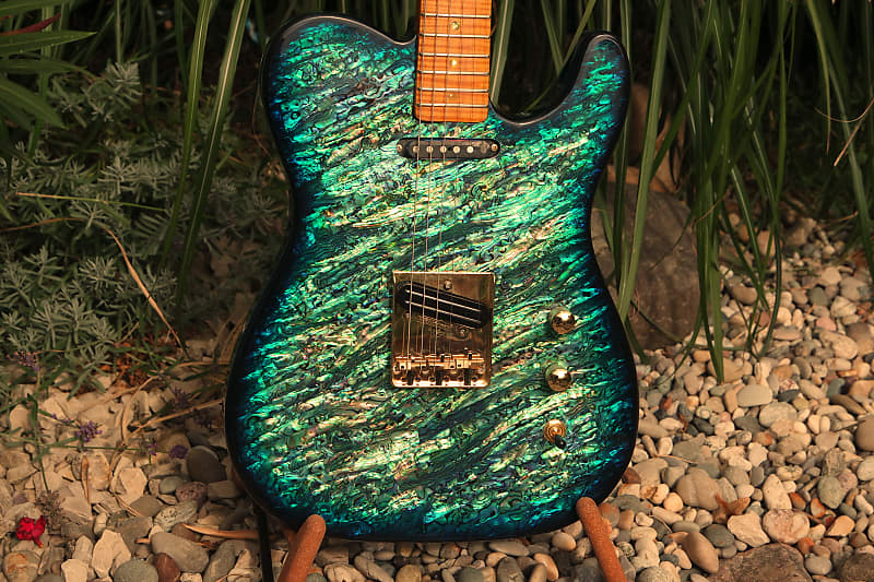 Pearlvibe tele real full abalone top Blue Bayou vintage | Reverb