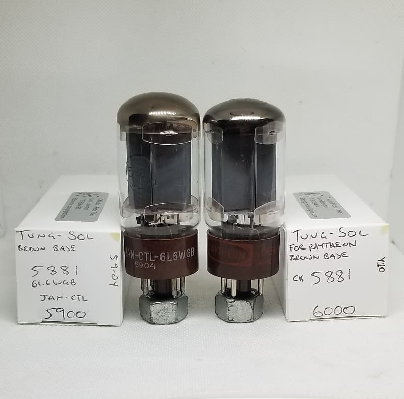 Tung-Sol JAN 5881 Brown Base Well Matched (1.6%) Pair NOS 6L6 | Reverb