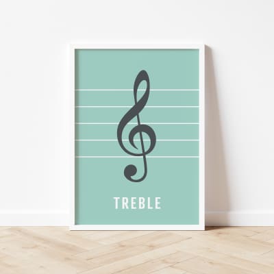 Treble Clef Print - Musical Note Art, Music Theory Poster, | Reverb UK