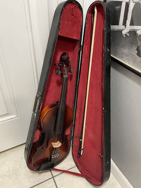 antique 4/4 full size violin 1920s with wood coffin case | Reverb
