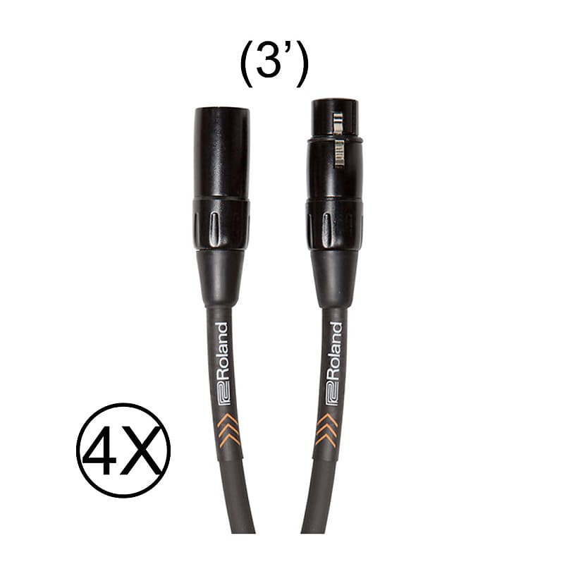 4 Pack Roland Black Series Heavy-Duty XLR to XLR Balanced | Reverb