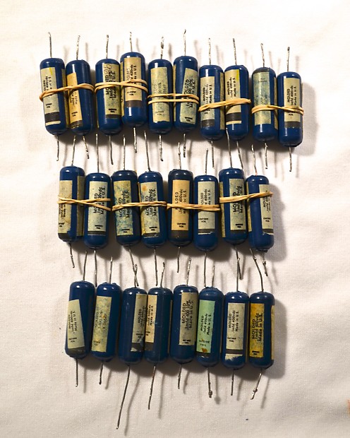 Ajax Blue MOLDED Capacitors .1uf 400v Fender Blackface | Reverb