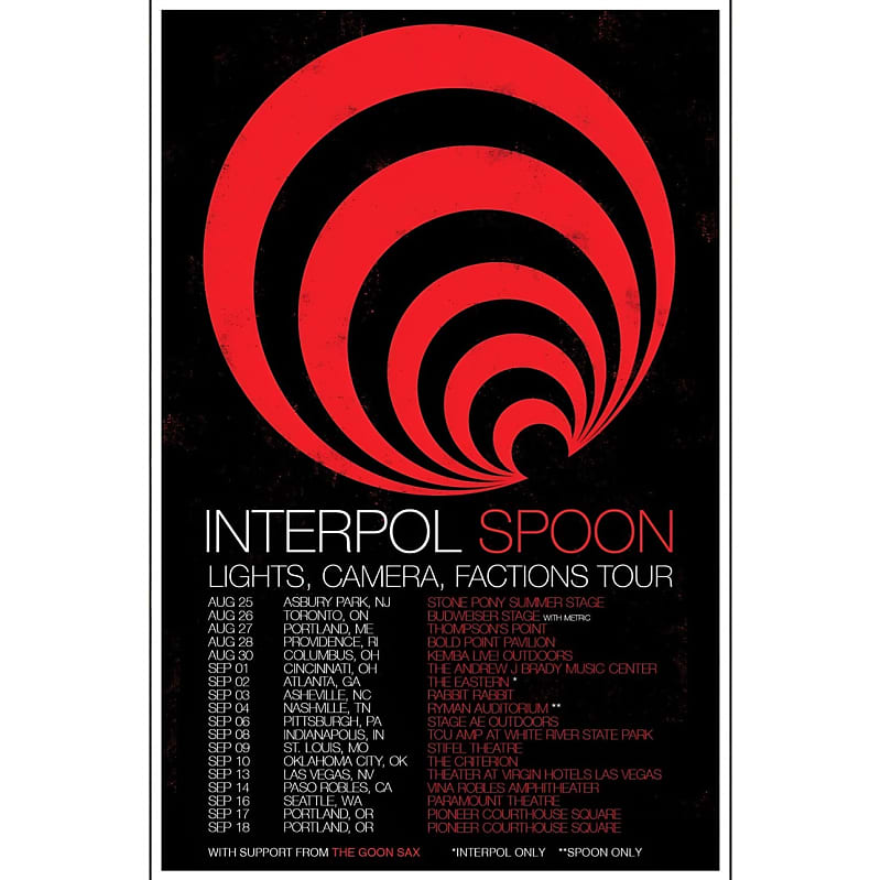 INTERPOL | SPOON 2022 Tour Ltd Ed New RARE Poster Display! | Reverb