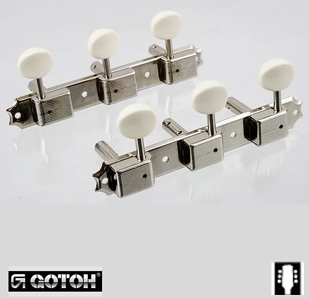 Gotoh 3x3 Vintage Slot-Head White Button Tuners on Strip, | Reverb