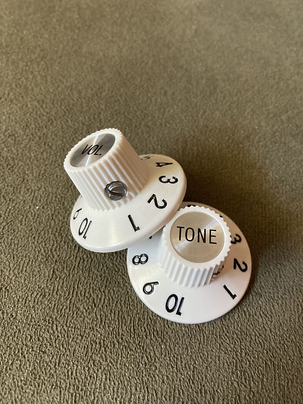 Aged White Witch Hat Guitar Knobs Set Screw | Reverb