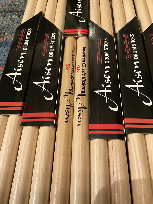 Aisen 5A American Classic Hickory Drumsticks, 6 Pack | Reverb