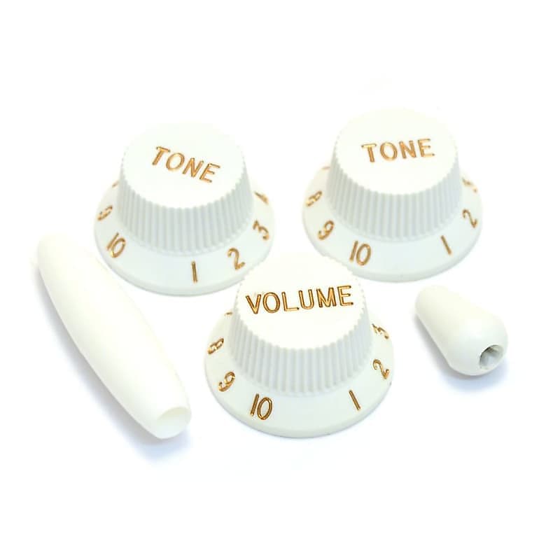 White Strat Knob Kit - Stratocaster Trem Arm Tip, Switch Cap, | Reverb