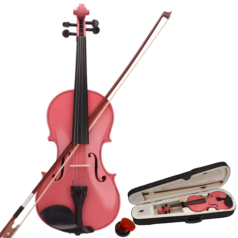 New 3/4 Acoustic Violin Case Bow Rosin Pink | Reverb