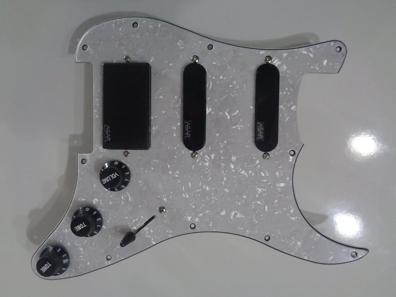 Handmade pre-wired Strat HSS pickguard, with HB split, Treble | Reverb