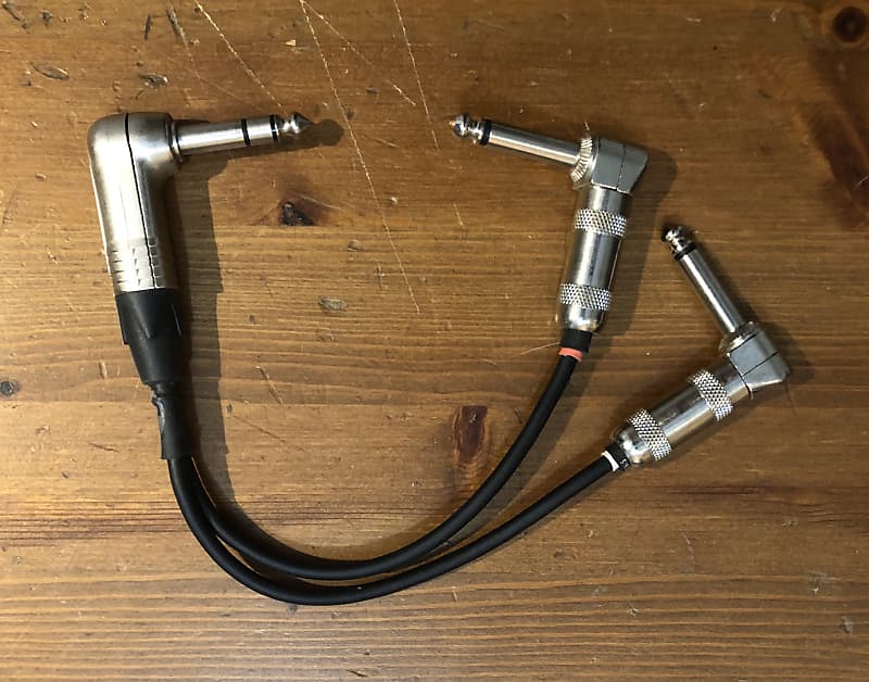 10” Canare-Neutrik 1/4” TRS-TS Y Splitter Cable, Right-Angle | Reverb