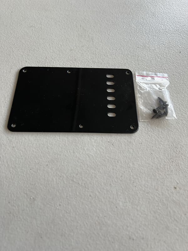 Allparts Stratocaster Black back plate with mount screws | Reverb