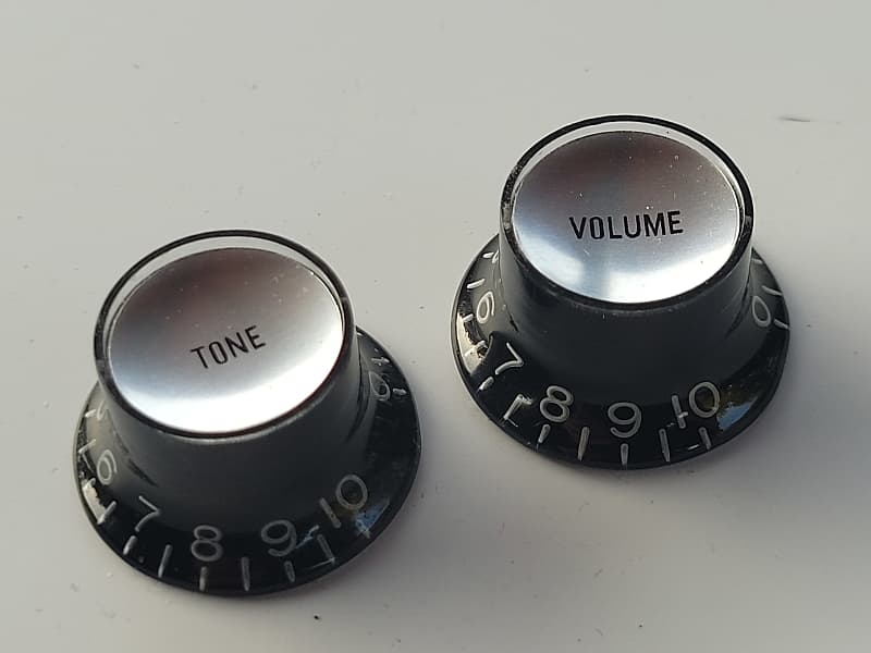 Gibson Original NOS Black Reflector Knobs Volume and Tone | Reverb
