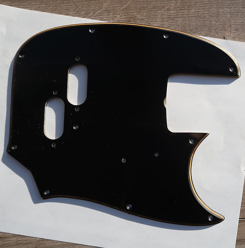 Fender Mustang Bass Pickguard '66 thru '71 Aged Black Relic | Reverb