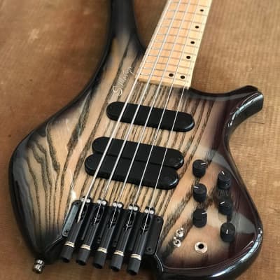 Headless bass bridge 5 strings 17/18 mm spacing with base | Reverb