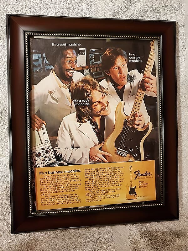 1977 Fender Guitars Promotional Ad Framed Stratocaster | Reverb