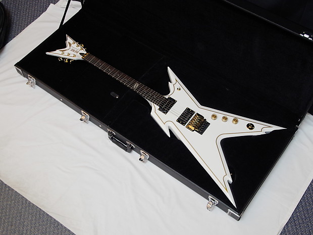 Dean Razorback White and Gold Pinstripe electric Guitar new | Reverb