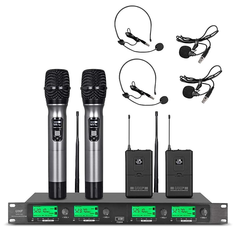 Wireless Microphone System Uhf 4 Channel 2 Handheld Mic 2 | Reverb