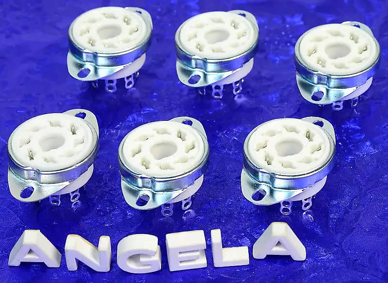 Six 8 Pin Chassis Mount White Glazed Ceramic Tube Sockets, | Reverb