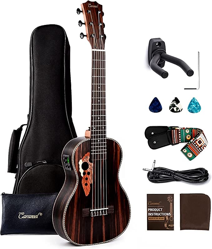 30 inch All Solid Ebony wood 6 String Travel guitar / | Reverb