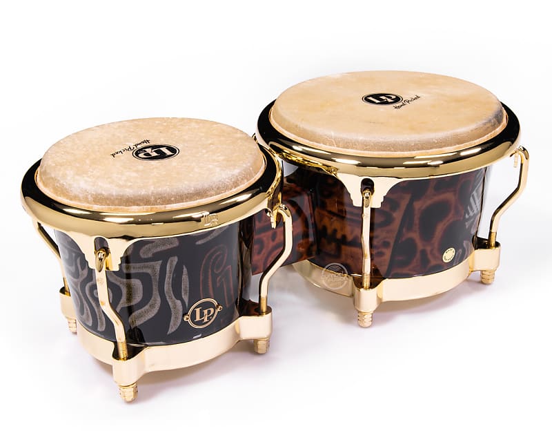 LP Limited Edition Tribal Finish Fiberglass Bongos with Gold | Reverb