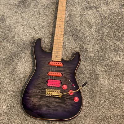 Warmoth Electric Guitar HSS Partscaster S-type - Purple Burst | Reverb