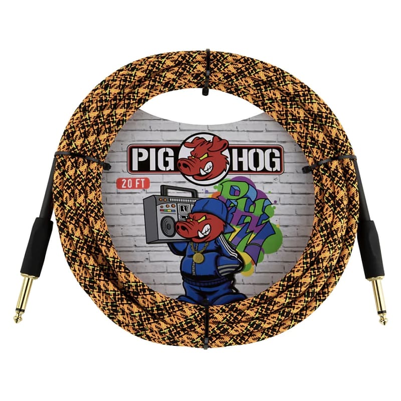 Pig Hog "Orange Graffiti" Woven Instrument Cable, 20-Foot, | Reverb