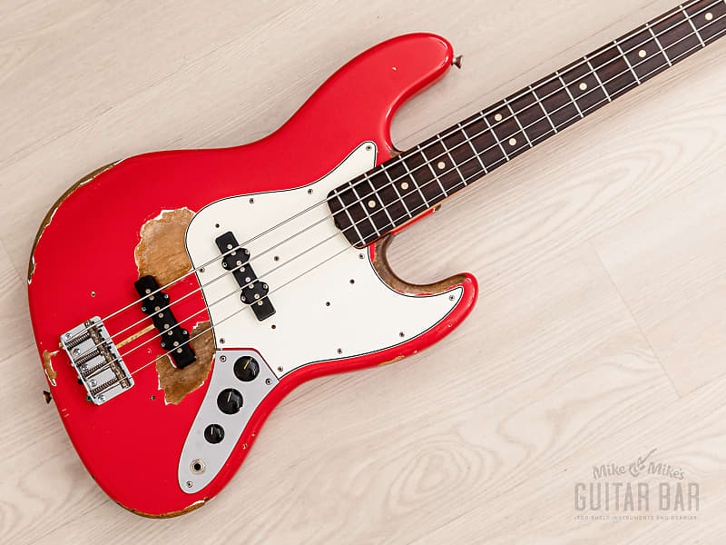 1965 Fender Jazz Bass Fiesta Red Relic w/ Brazilian Board, | Reverb
