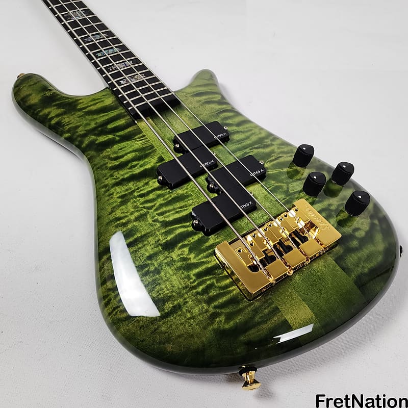 Spector USA New Era NS-2 4-String Bass 1.64" Green Quilt EMG | Reverb