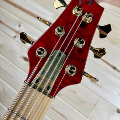 D'Mark Alpha 6 Strings Burl Buckey Red Electric Bass Guitar | Reverb