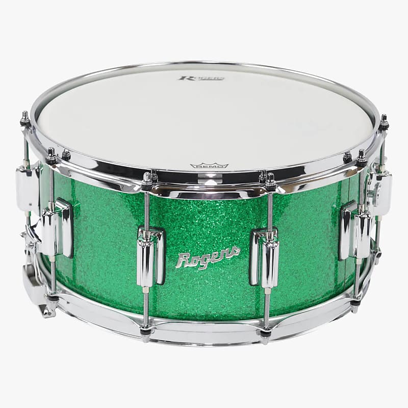 Rogers SuperTen Wood Shell Snare Drum 14x6.5 Green Sparkle | Reverb UK