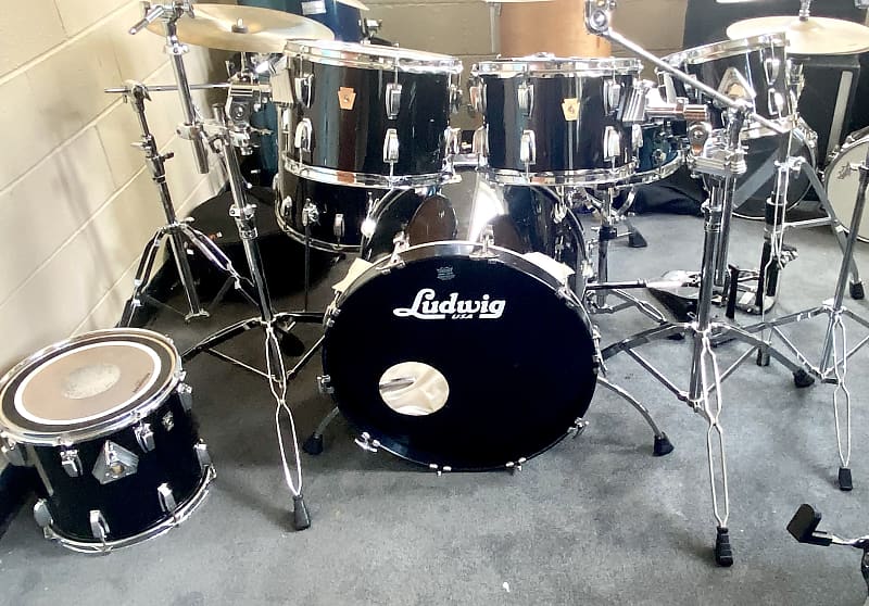 Ludwig 6 Piece Classic Maple Drums 1990 - Black | Reverb