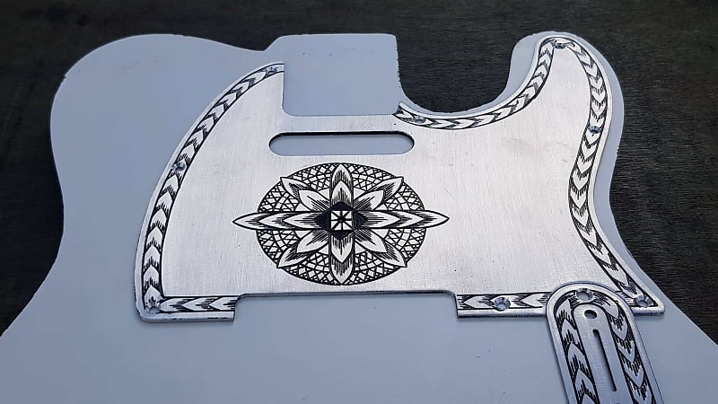 Custom telecaster hand-engraved aluminum pickguard set | Reverb