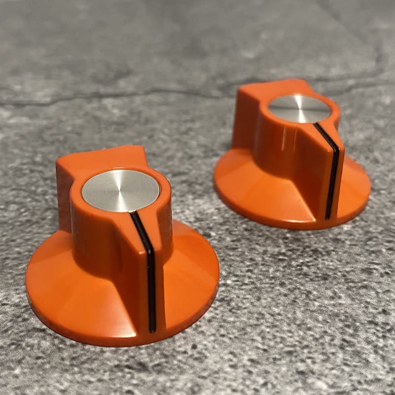 2x Orange Custom Color Arrow Skirted Mini Moog Knobs Guitar | Reverb