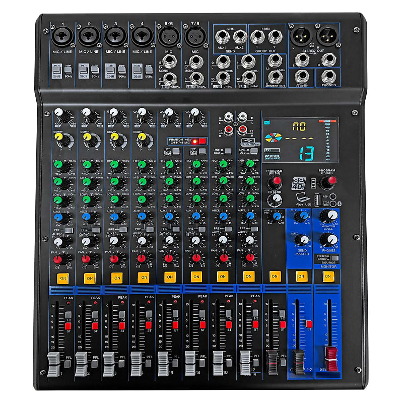 5Core Audio DJ Mixer 12 Channel Sound Board Console w 99 DSP | Reverb