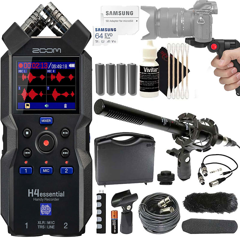 Zoom H4essential 4-Track Handy Recorder + Pistol Grip | Reverb