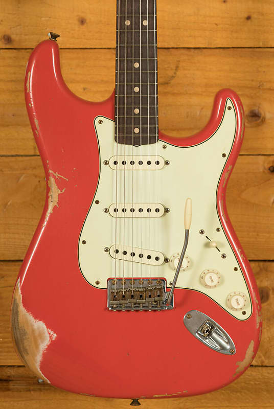 Fender Custom Shop LTD '63 Strat Heavy Relic Aged Fiesta Red | Reverb
