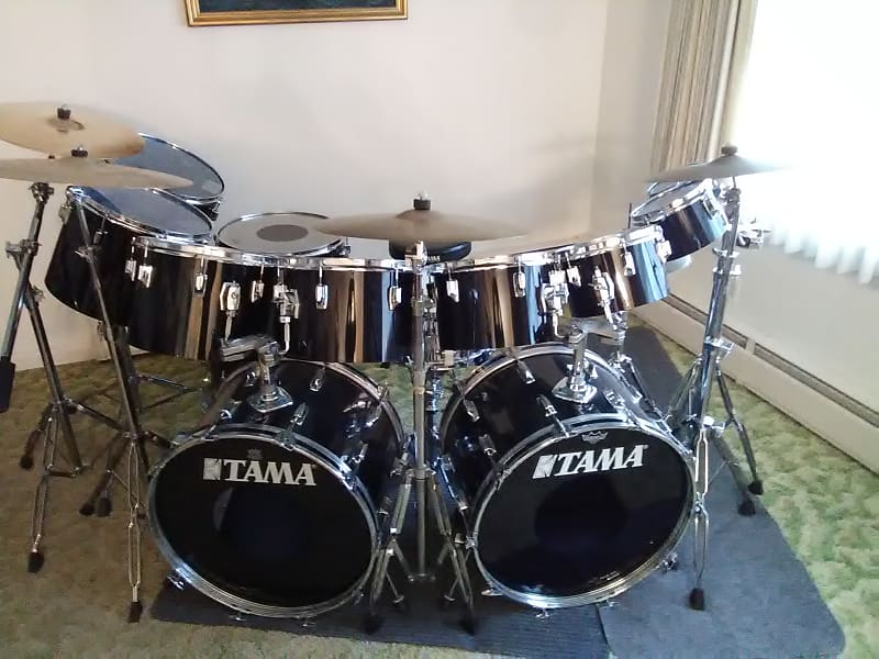 Tama Imperialstar Saturn 12+1 1970s black drum kit | Reverb