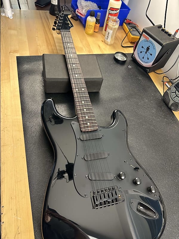 Fender Stratocaster Partscaster - Black as Night - All Black | Reverb