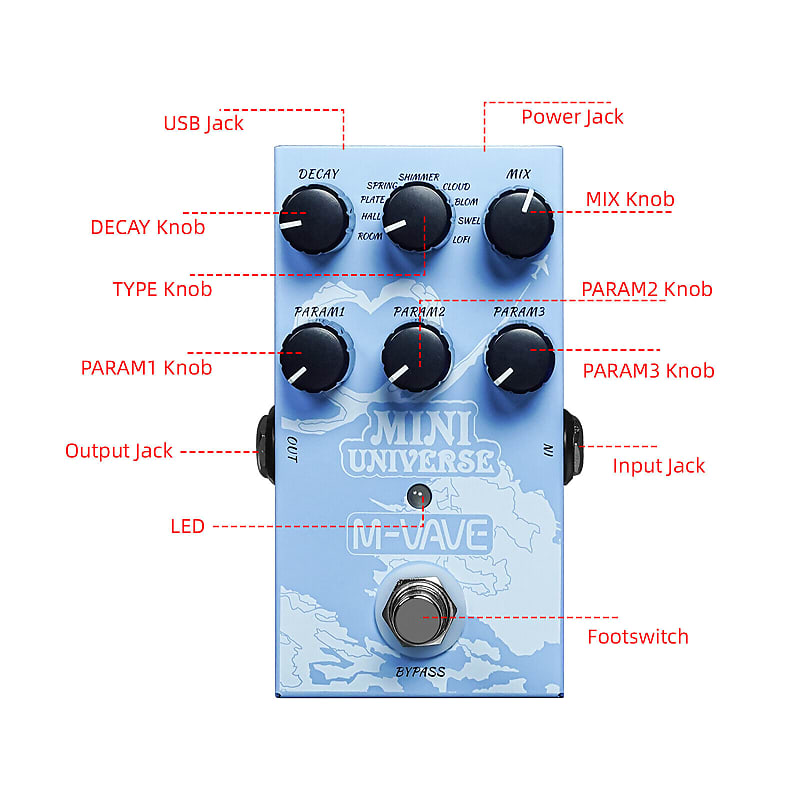 M-VAVE MINI-UNIVERSE Guitar Reverb Effect Pedal Pure-Digital | Reverb