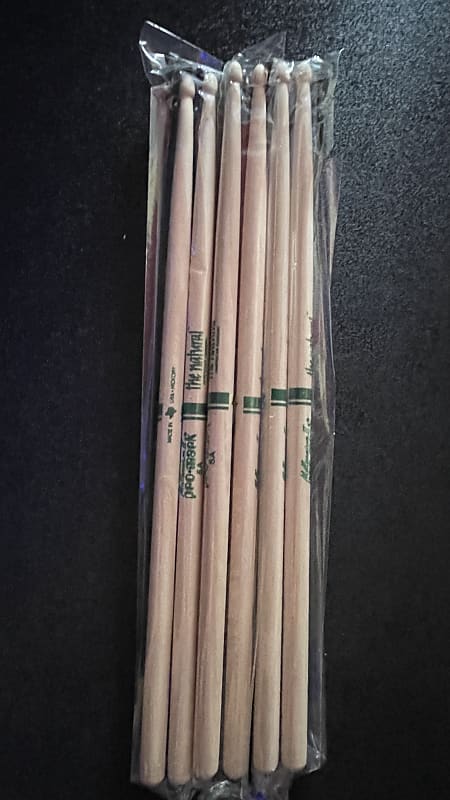 3 pairs of Promark 5A wood tip natural finish drumsticks | Reverb UK