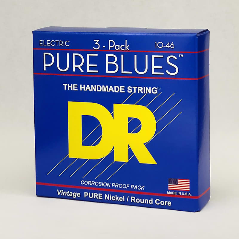 DR Strings 3-Pack Pure Blues Nickel Electric Guitar Strings, | Reverb