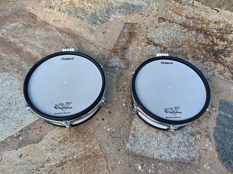 TWO Roland PD-100 WHITE 10" Mesh Head V Drum PD100 | Reverb