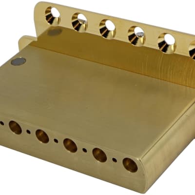 Strat/Tele - Trem Bridge w/ 1/4" Brass Saddles - Satin Gold | Reverb