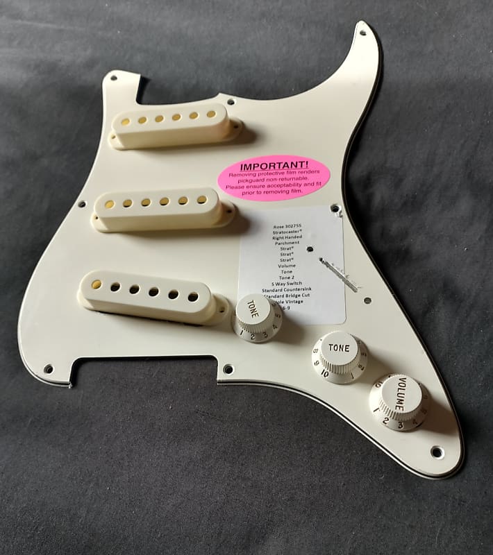 Warmoth – Parchment 3-ply (8-hole) strat pickguard | Reverb