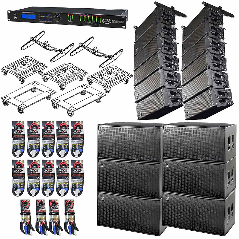 (12) DAS Event-208A Dual 8" Powered Line Array Speakers with | Reverb