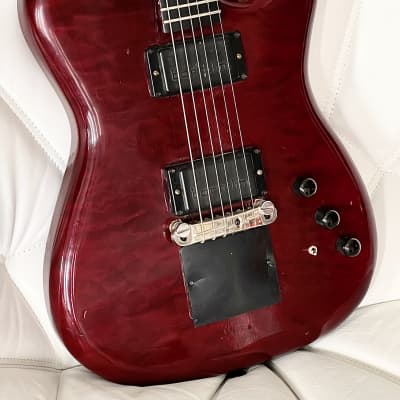 Modulus Telecaster 1990s - Transparent Red over quilt maple | Reverb