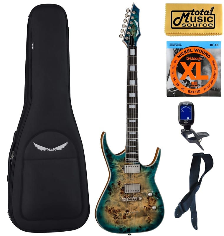 Dean Exile Select 6 String Guitar, Satin Turquoise Burst, Bag | Reverb